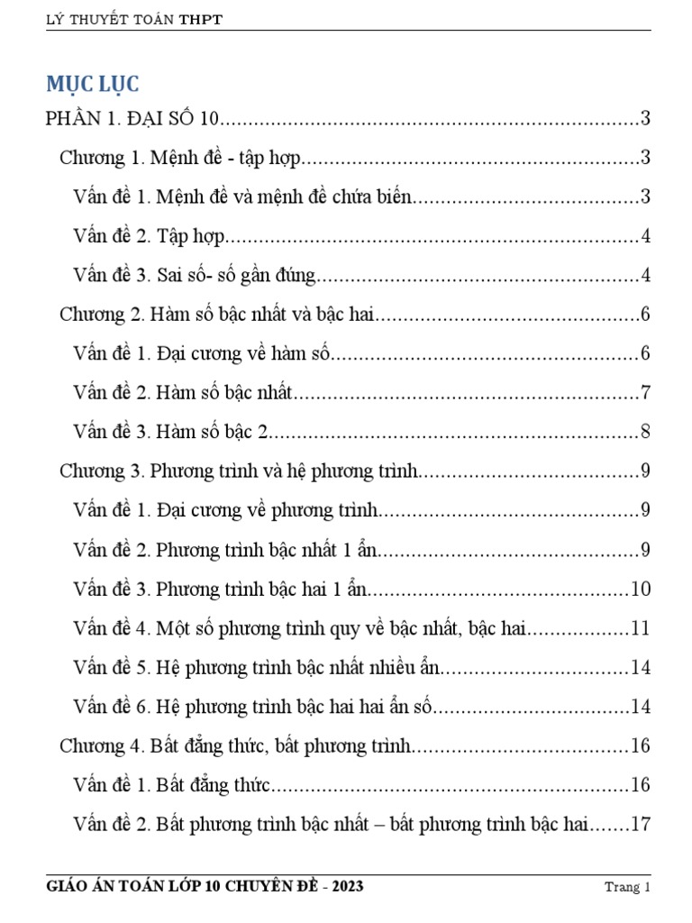 Ly Thuyet Toan 10 | PDF