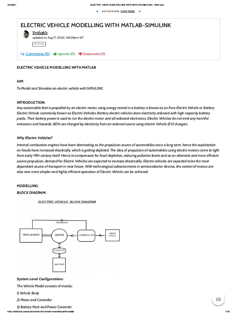 ELECTRIC VEHICLE MODELLING WITH MATLAB-SIMULINK - Skill-Lync | PDF ...
