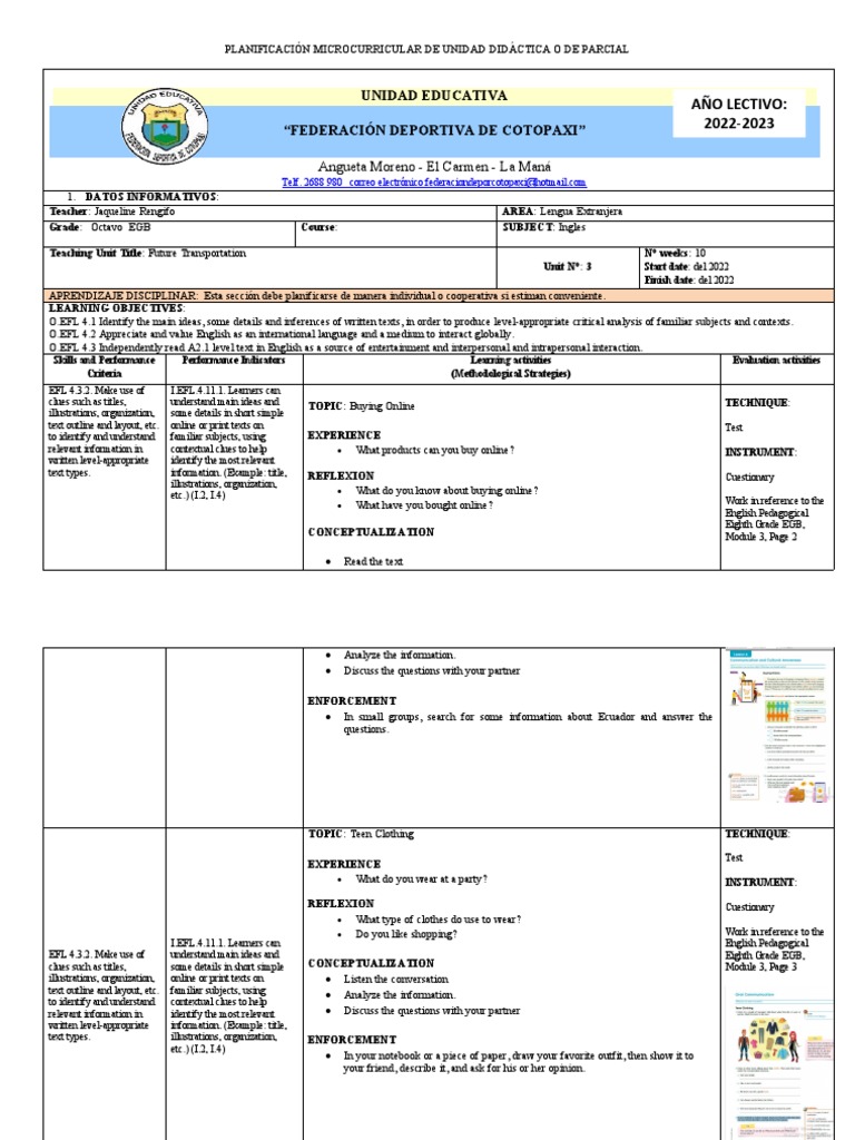 Pud - N°3 - English 8º | PDF | Pedagogy | Learning