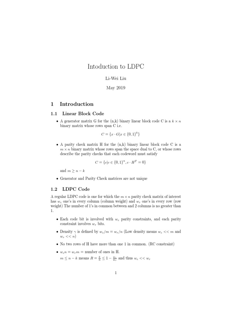 Lecture 03 Ldpc Pdf Low Density Parity Check Code Matrix Mathematics