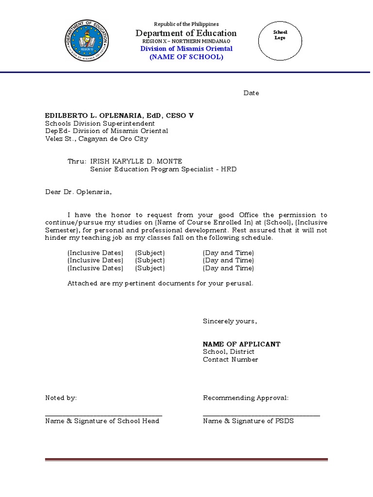 Letter Request _Permit to Teach | PDF