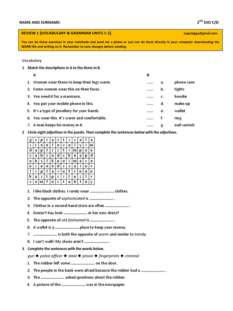 Review 1 (Voc-Gram) | PDF