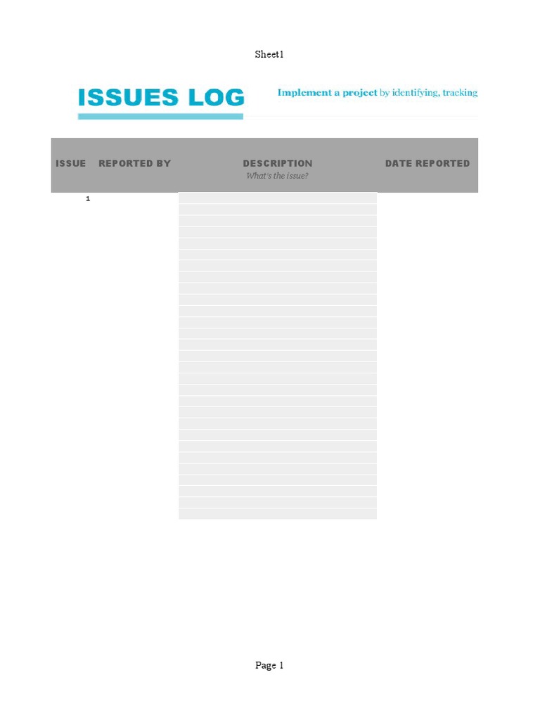 Issues Log Template | PDF