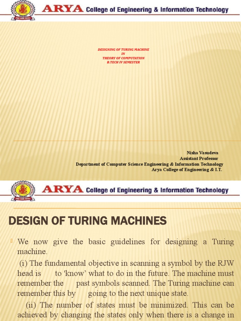 4.DESIGNING OF TURING Machine | PDF