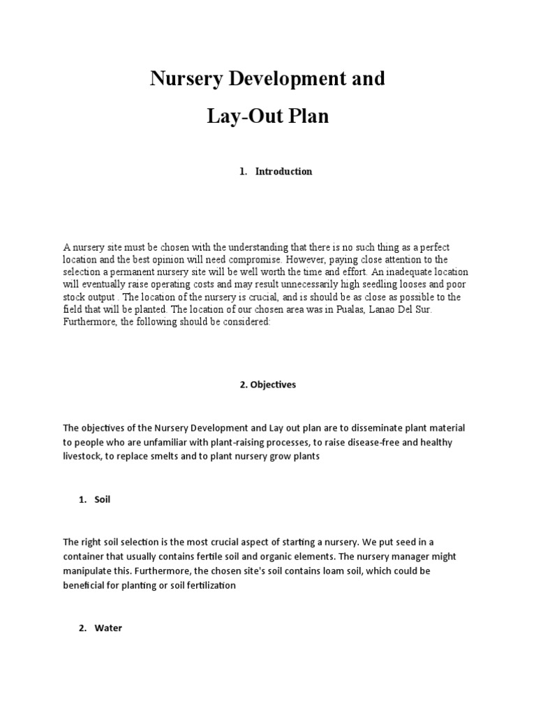 Nursery Development and Lay-Out Plan. | PDF