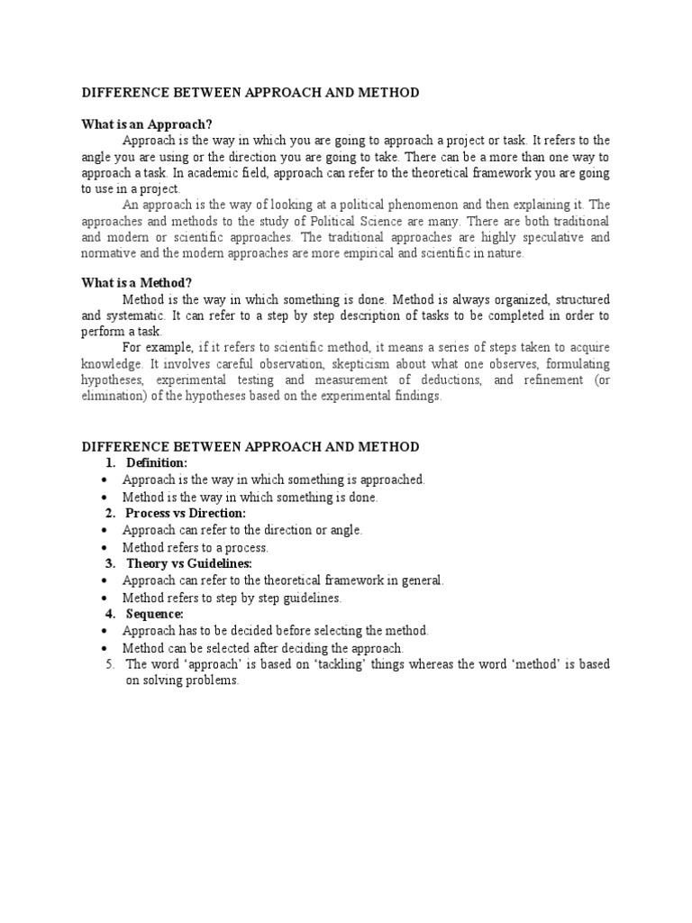 Difference Between Approach and Method | PDF