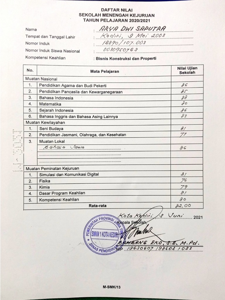 Scan Transkrip Nilai | PDF