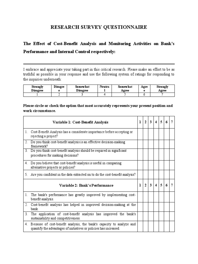 Survey Questionnaire | PDF | Affaires | Finance et gestion monétaire