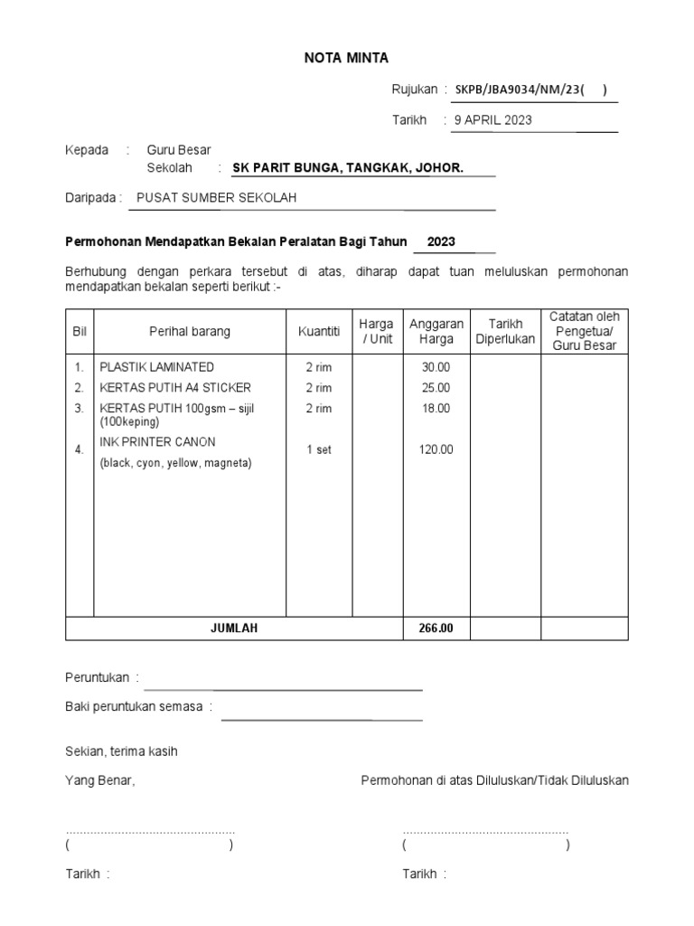 NOTA MINTA Pss | PDF