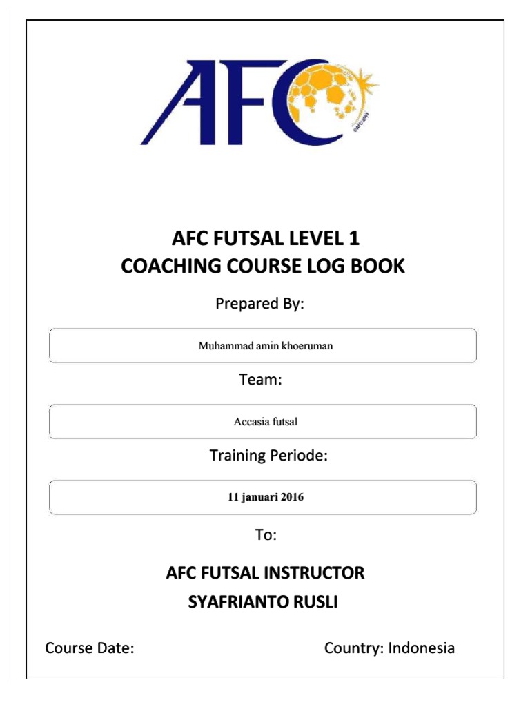 PDF Afc Futsal Level 1 Coaching Course Log Book - Compress | PDF