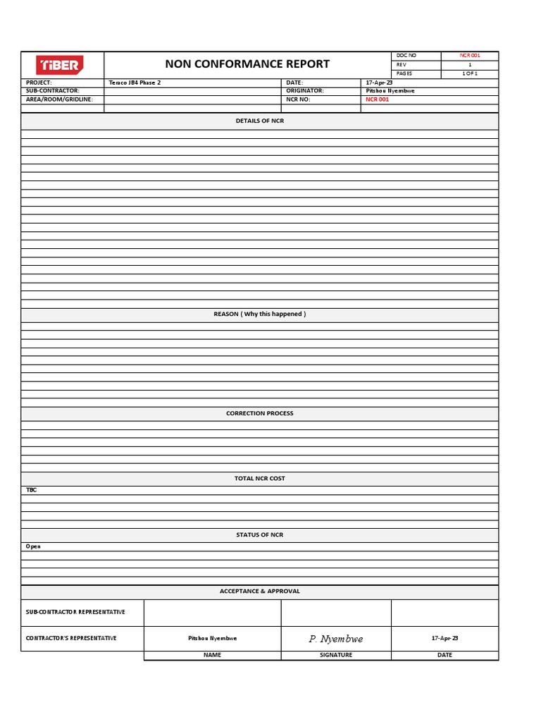 Teraco JB4 P2 NCR Tiber Template | PDF