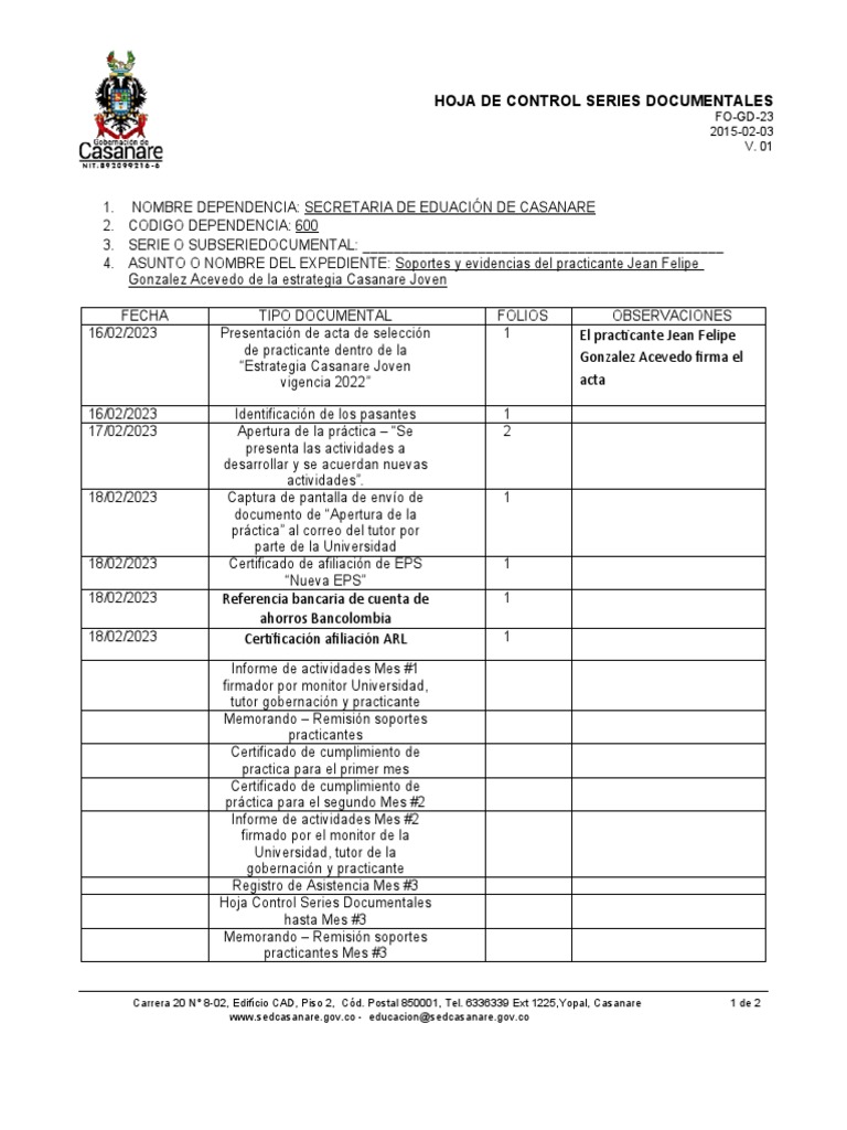 Fo Gd 23 Hoja De Control Series Documentales Pdf 4974