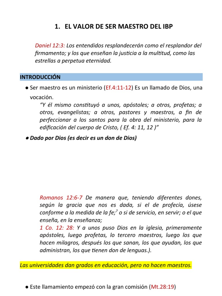 El Valor de Ser Maestro Del Ibp | PDF | Jesús | Pablo el apóstol