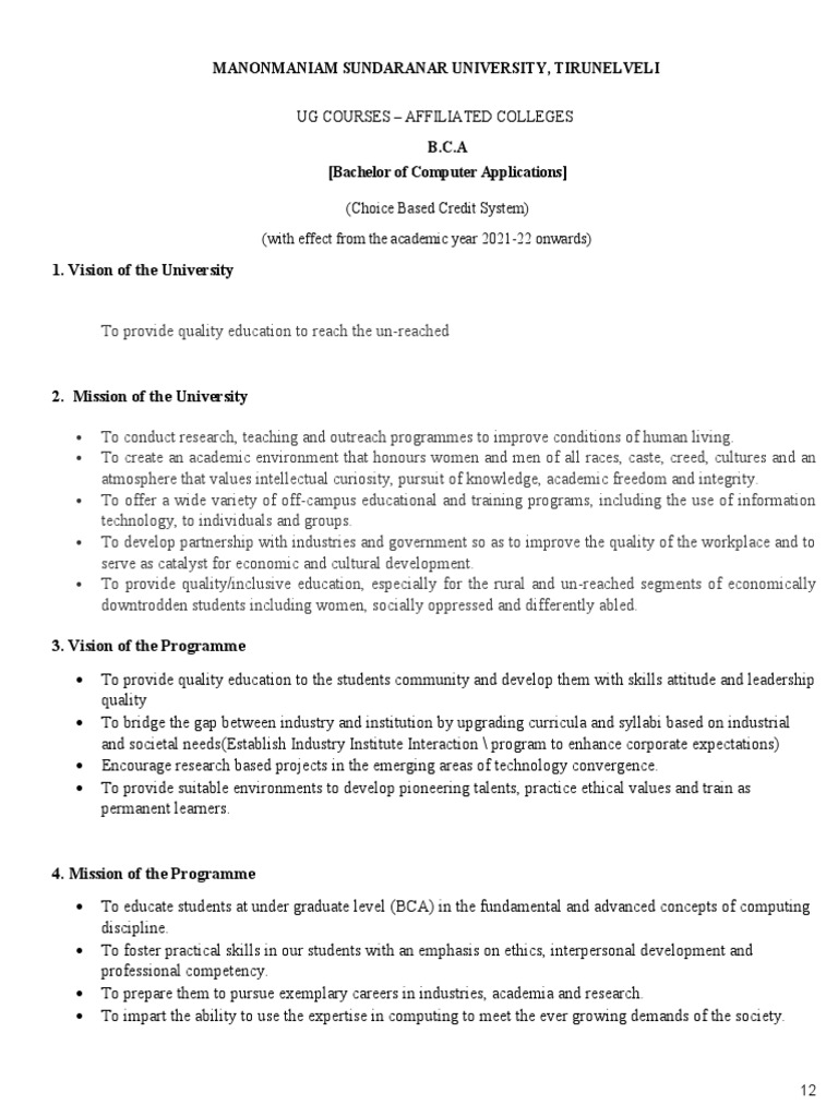 BCA - Syllabus (2021-2022) | PDF