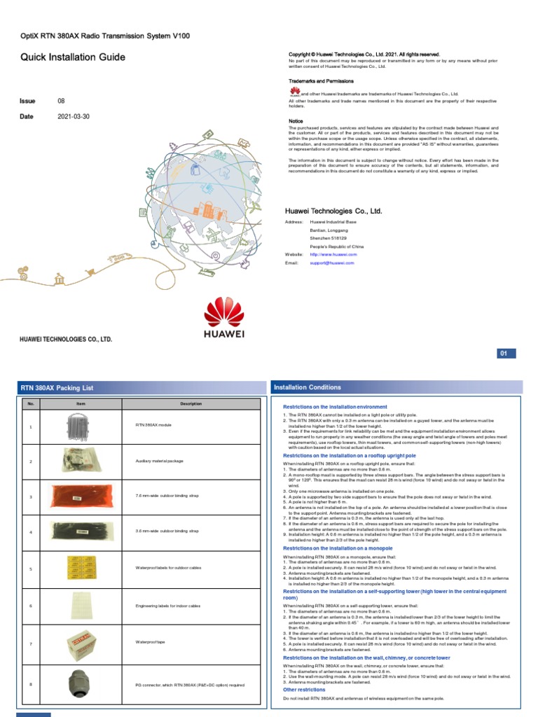 RTN 380AX V100 Quick Installation Guide 08 | PDF | Electrical Connector | Computer Network