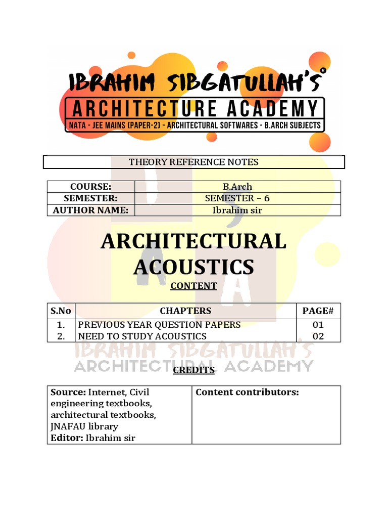 AA (1. Need To Study Acoustics) | PDF | Acoustics | Sound