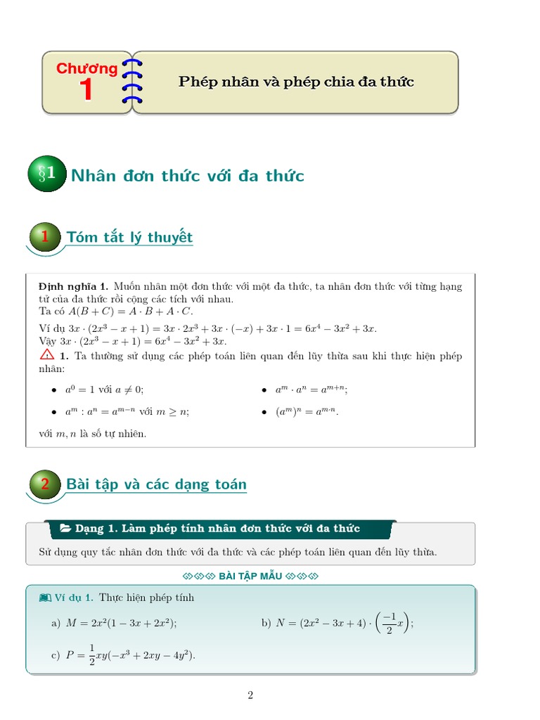 Cac Dang Bai Tap Phep Nhan Va Phep Chia Da Thuc | PDF