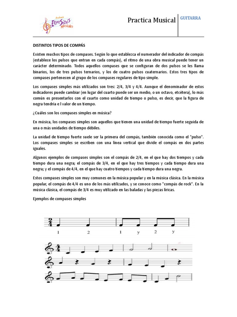 Compás de Dos Cuartos o Compás de Dos Por Cuatro | PDF | Teoría musical ...
