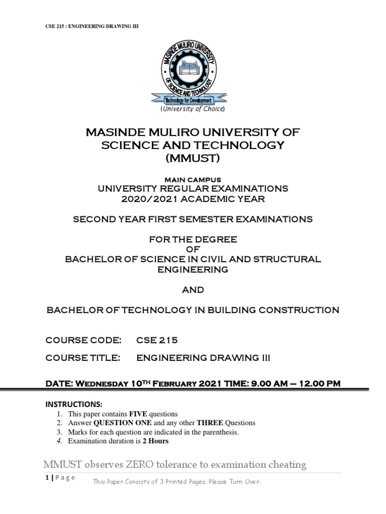 CSE 215 _ENGINEERING DRAWING III | PDF