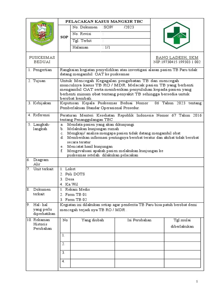 SOP Pelacakan Kasus Mangkir TBC | PDF