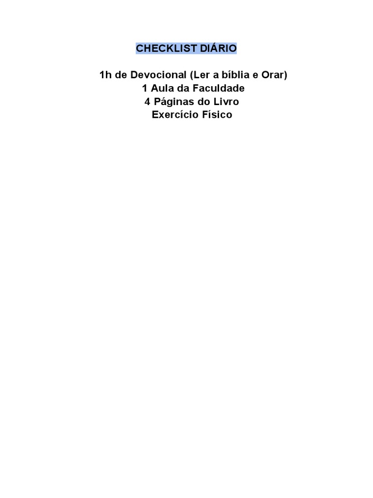 Checklist Diário | PDF