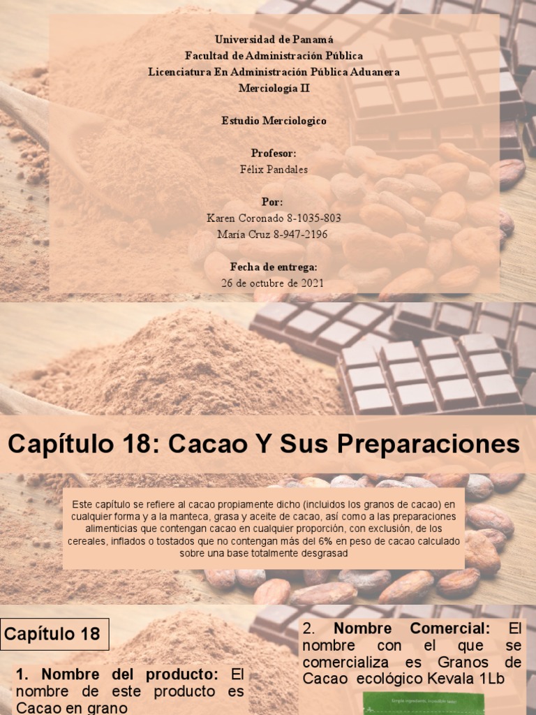 Estudio Merciológico del Cacao y Usos | PDF | Chocolate | Sólidos de cacao