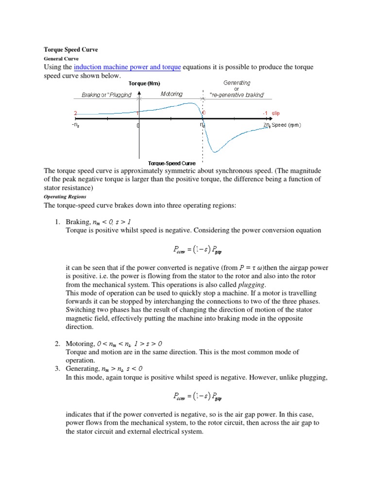 Torque Speed Curve | PDF | Torque | Machines