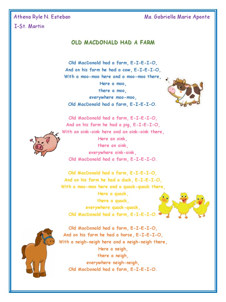Old Macdonald Had A Farm | PDF