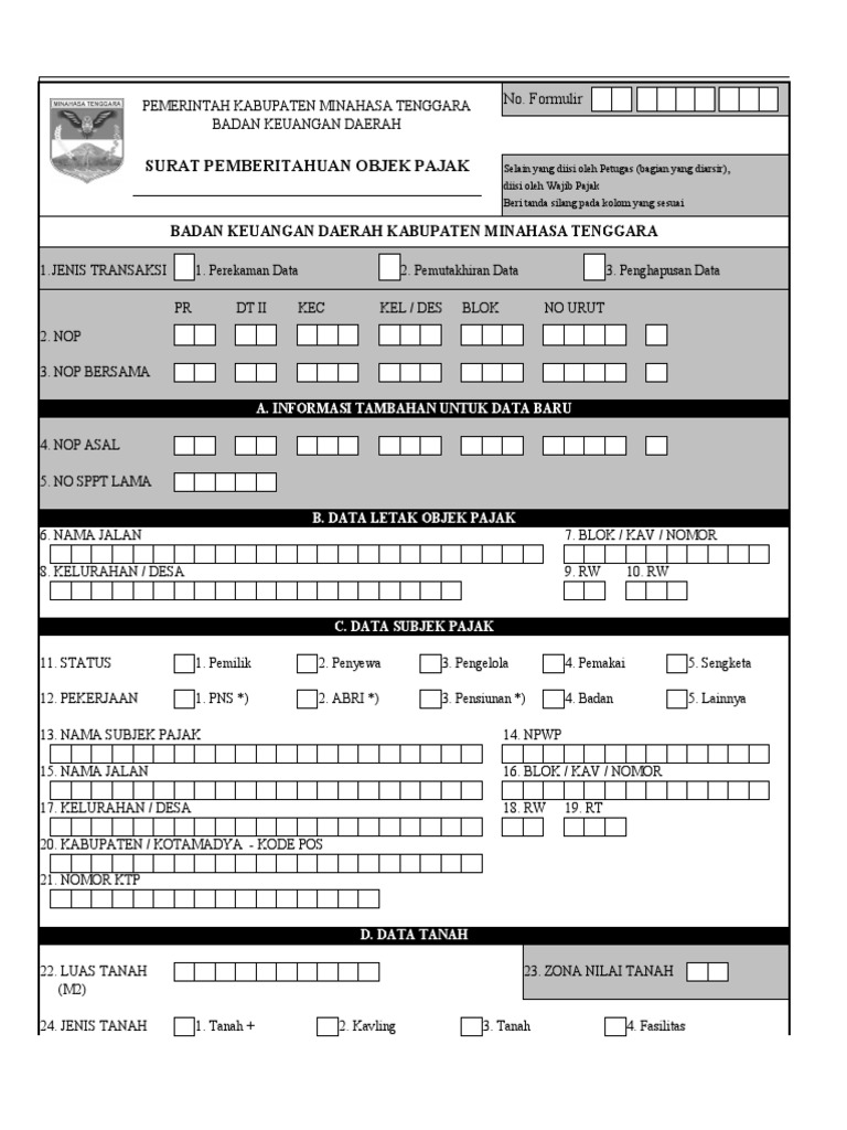 Contoh Formulir SPOP dan LSPOP | PDF