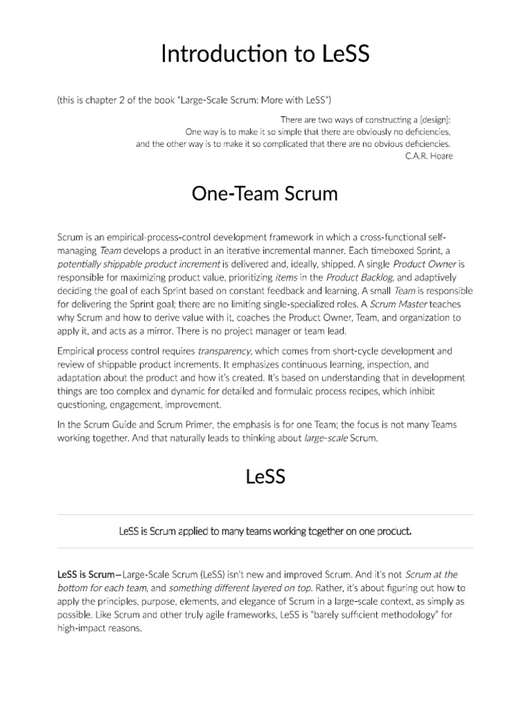 LeSS Introduction Guide | PDF