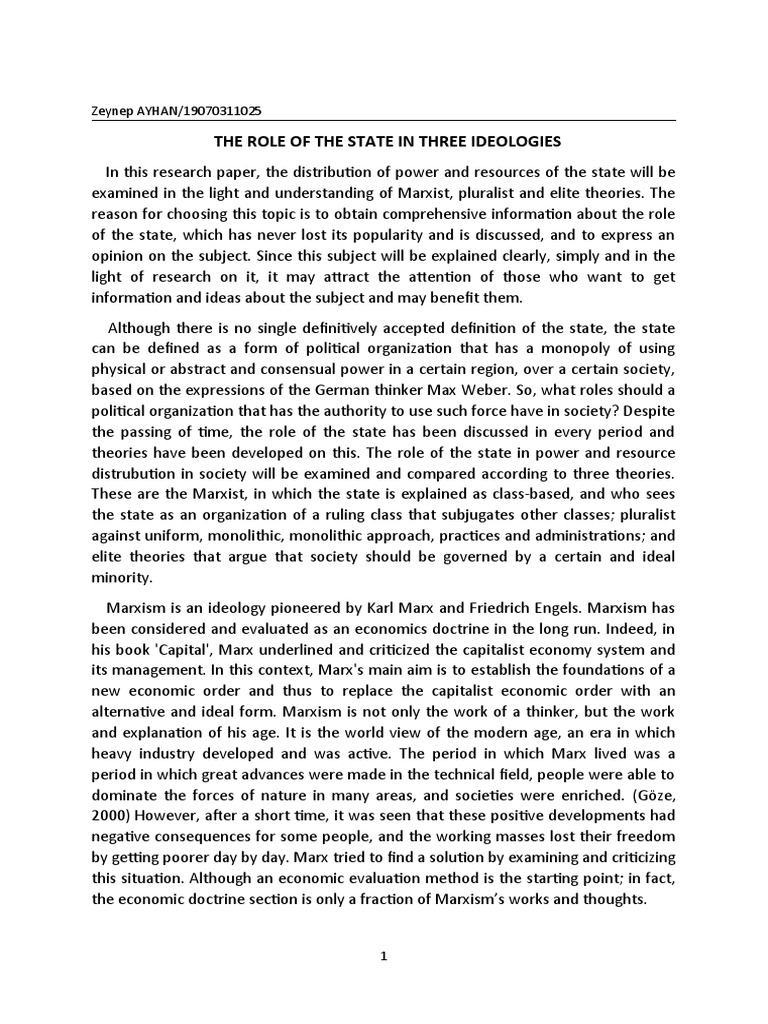 State Roles in Three Ideologies | PDF | Marxism | State (Polity)