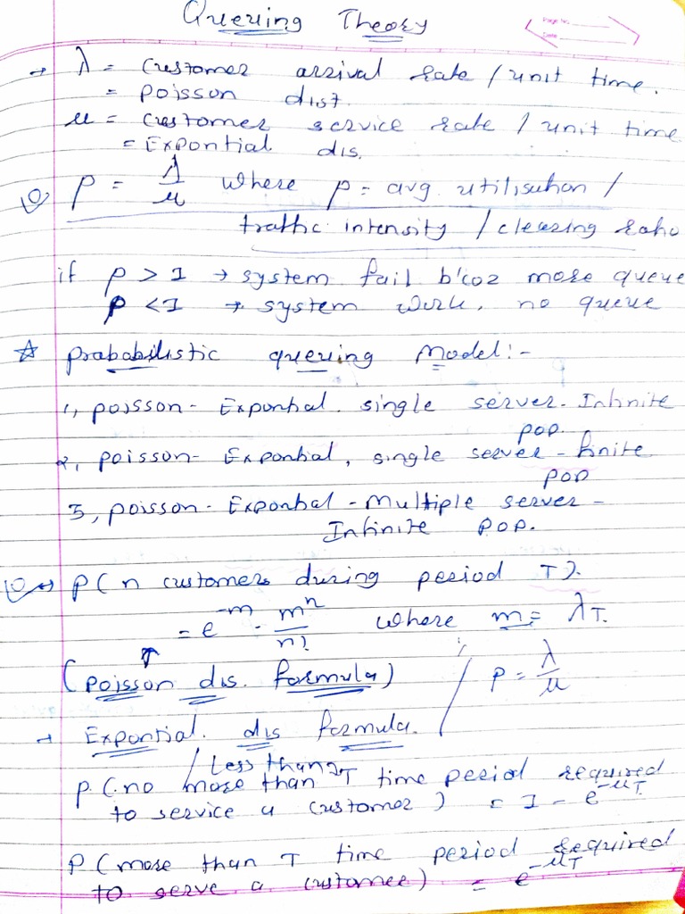 POM - Queuing Theory(Formula) | PDF