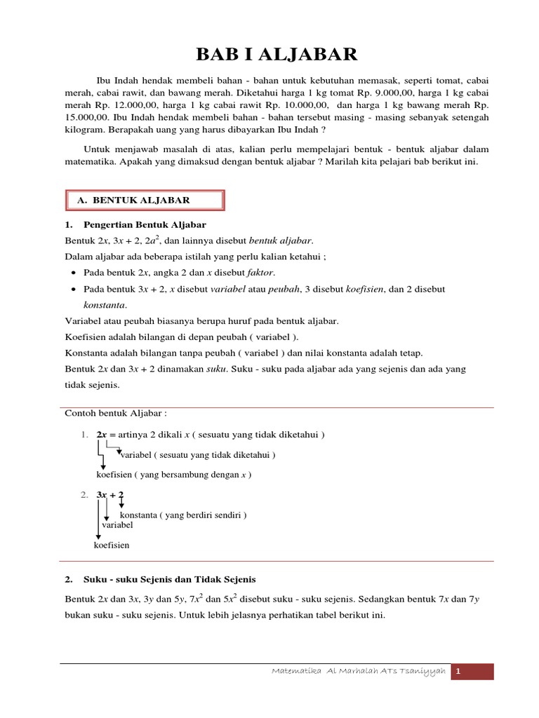 modul aljabar,plsv, perbandingan MaTs 2 | PDF