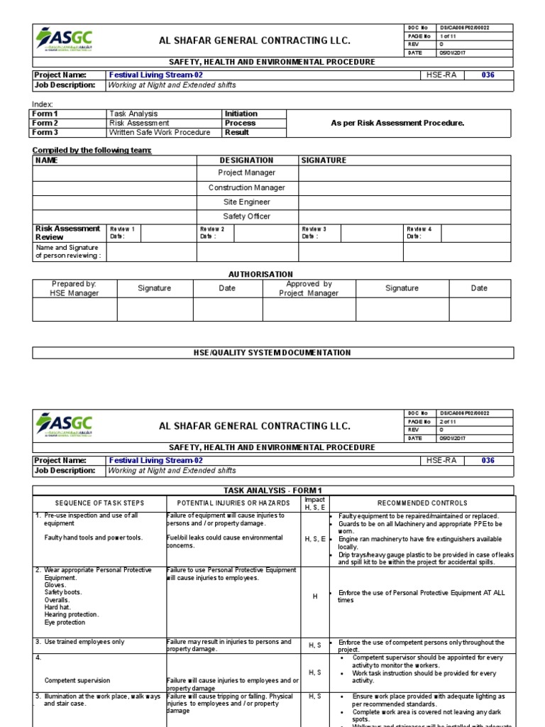 Night Shift Safety Procedures Guide | PDF | Personal Protective ...