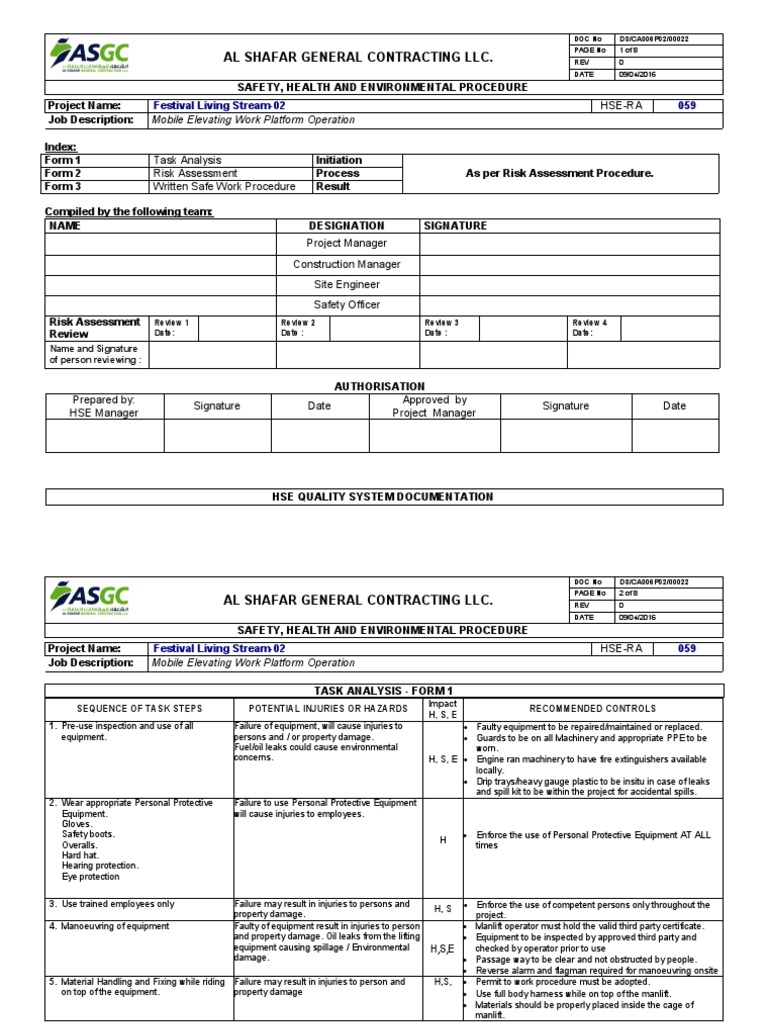 Mobile Elevating Work Platform Safety Guide | PDF | Personal Protective ...