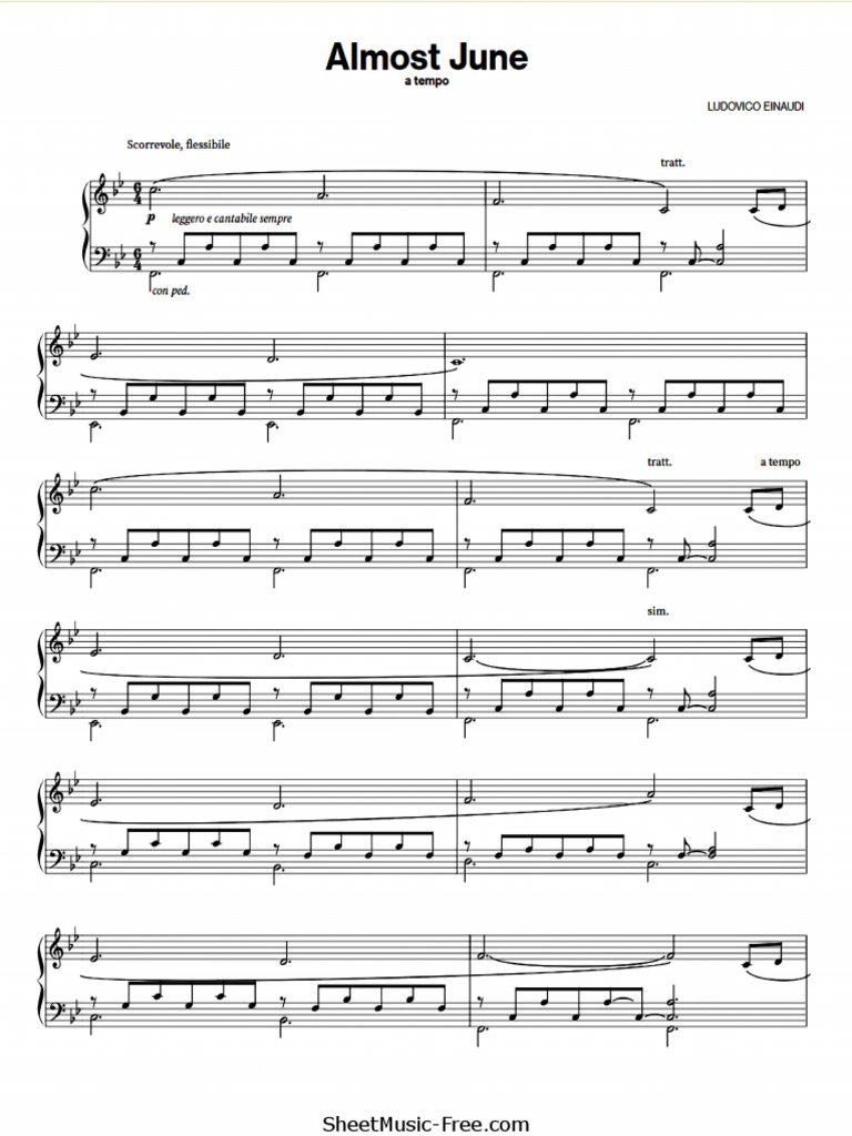 Almost June Sheet Music Ludovico Einaudi | PDF