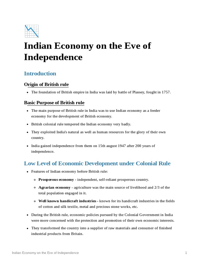 Indian Economy On The Eve of Independence | PDF
