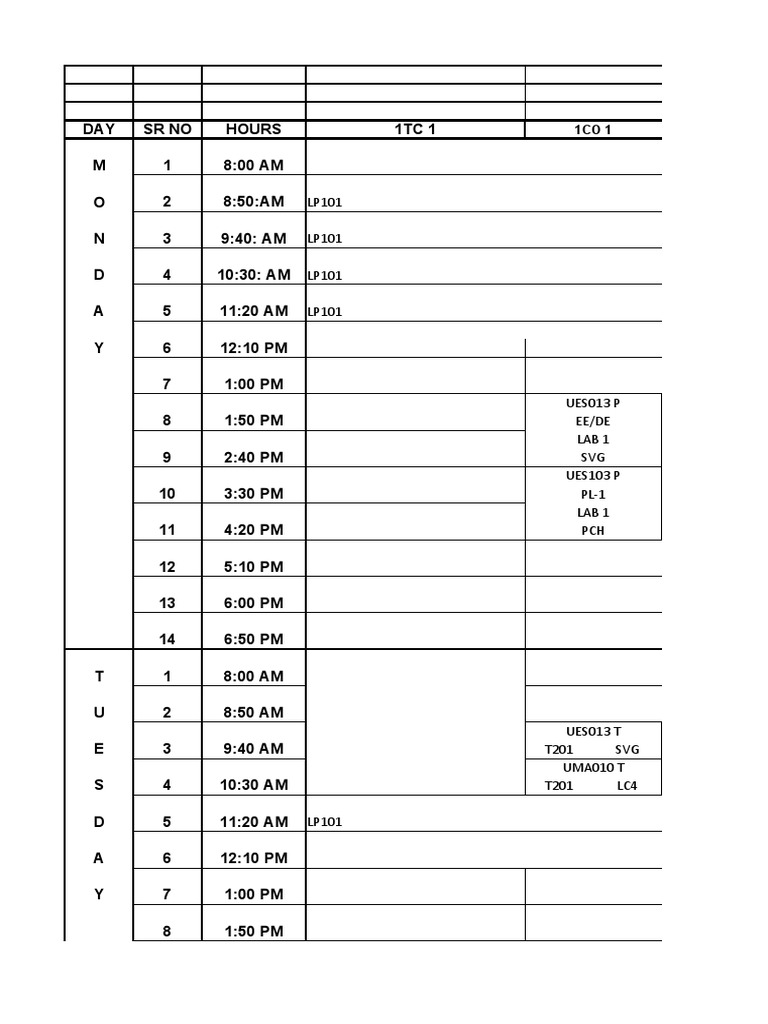 Timetable 2023-24 Odd (July-Dec) | PDF
