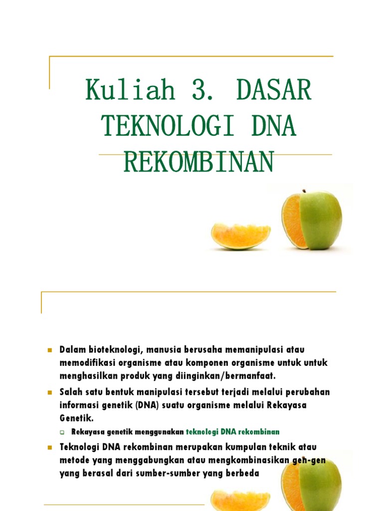 Teknologi DNA Rekombinan - PPT (Compatibility Mode) | PDF Teknologi DNA Rekombinan - PPT (Compatibility Mode) | PDF