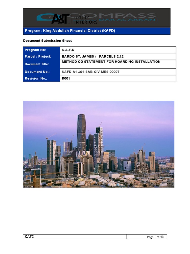 METHOD OD STATEMENT FOR HOARDING INSTALLATION | PDF