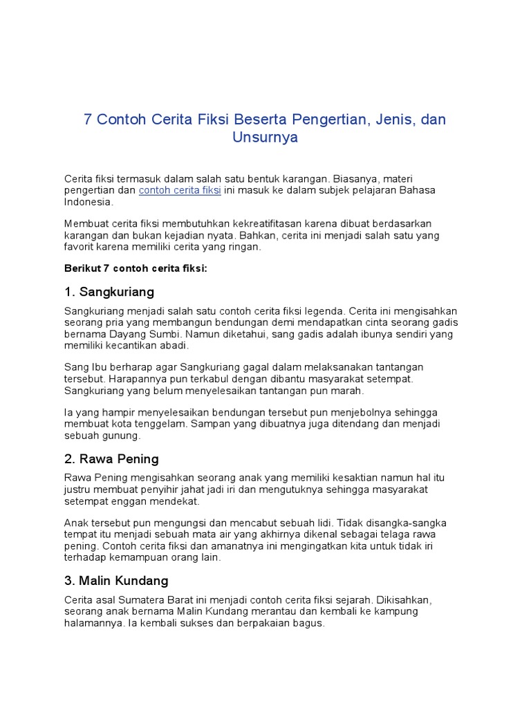 contoh cerita fiksi | PDF