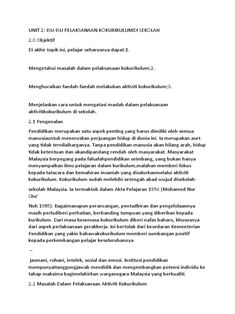 Isu-Isu Cabaran Akt Kokurikulum | PDF