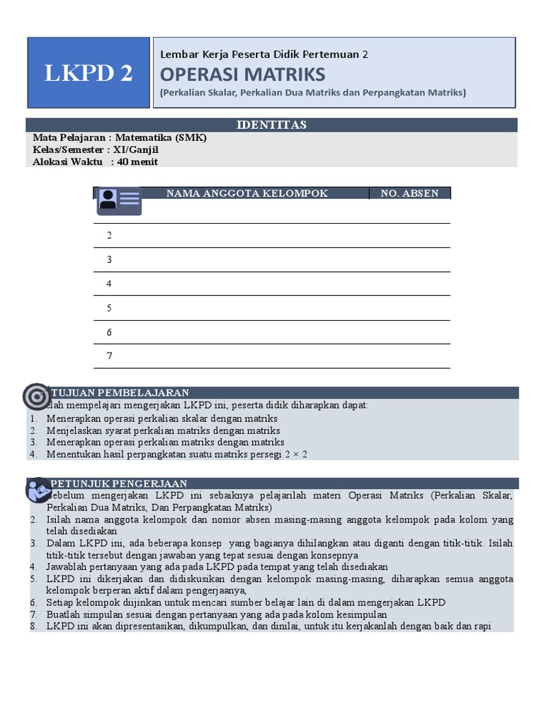 lkpd 2 matriks | PDF