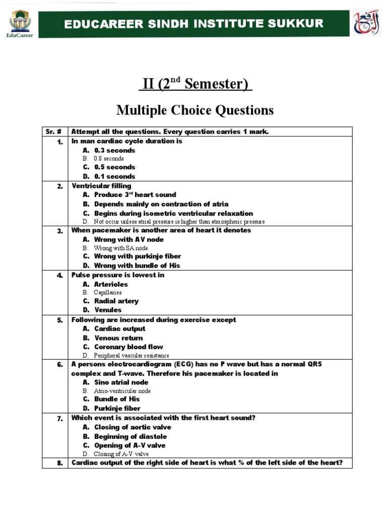 Physiology BCQ Paper | PDF