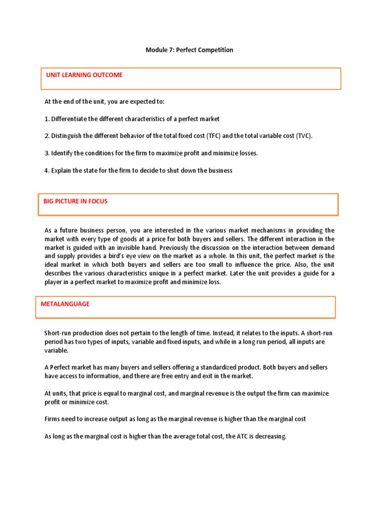 Perfect Competition Insights | PDF | Business