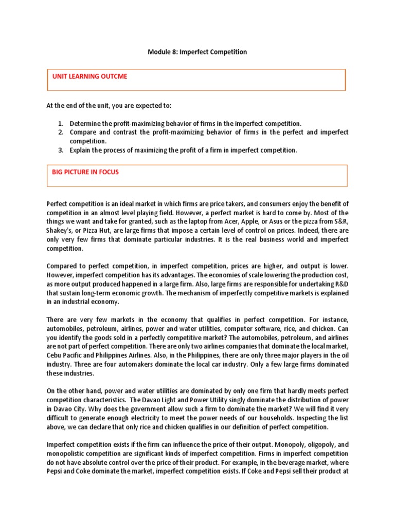 Understanding Imperfect Competition Dynamics | PDF