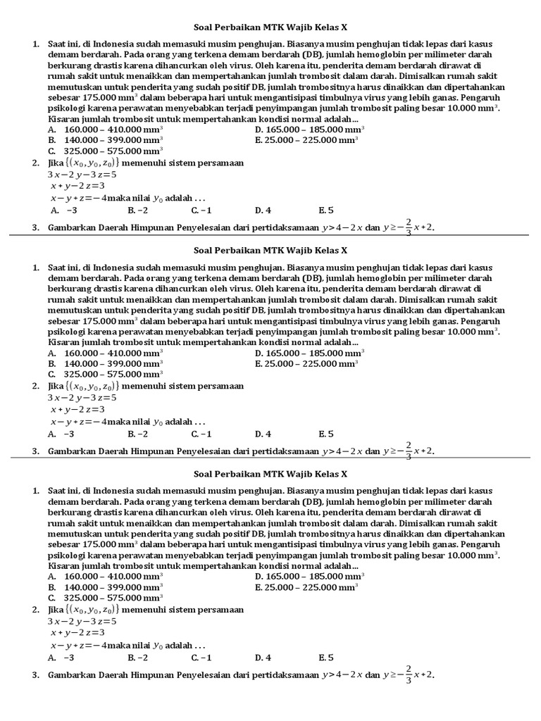 Soal Perbaikan MTK Wajib Kelas X | PDF