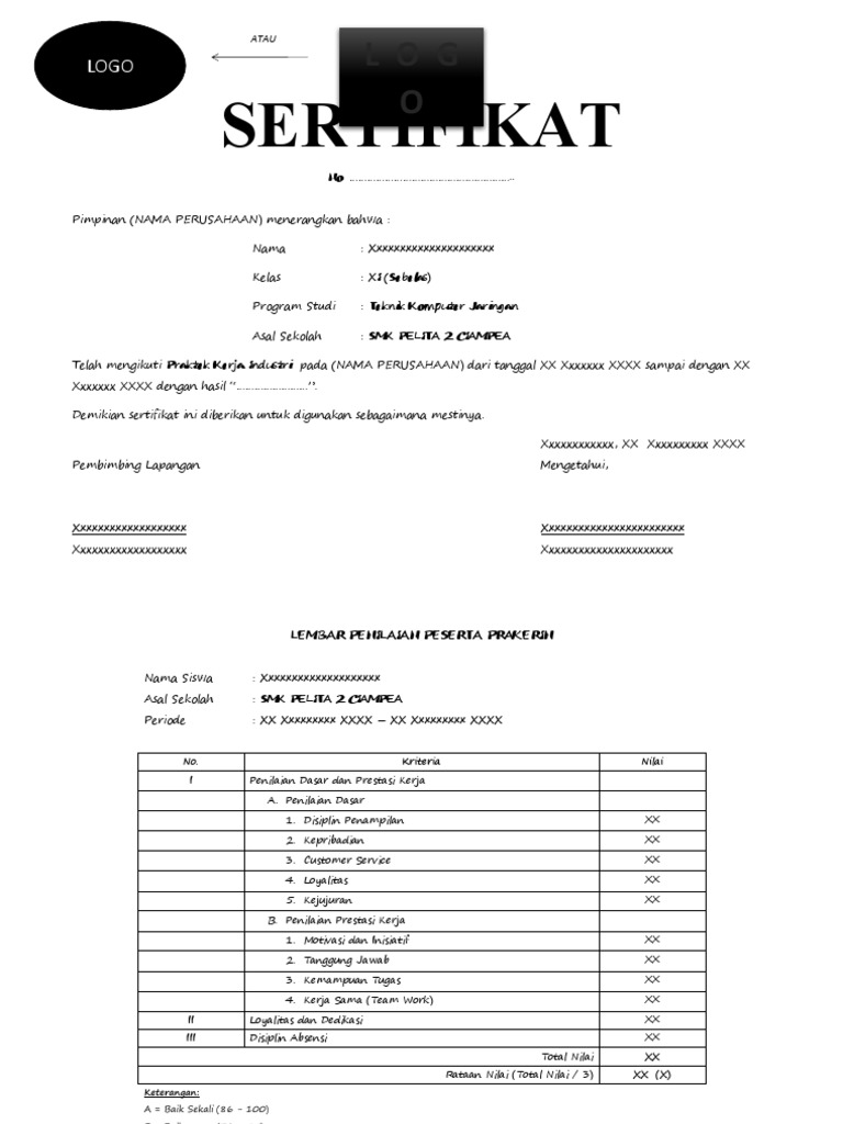 Sertifikat Prakerin TKJ | PDF