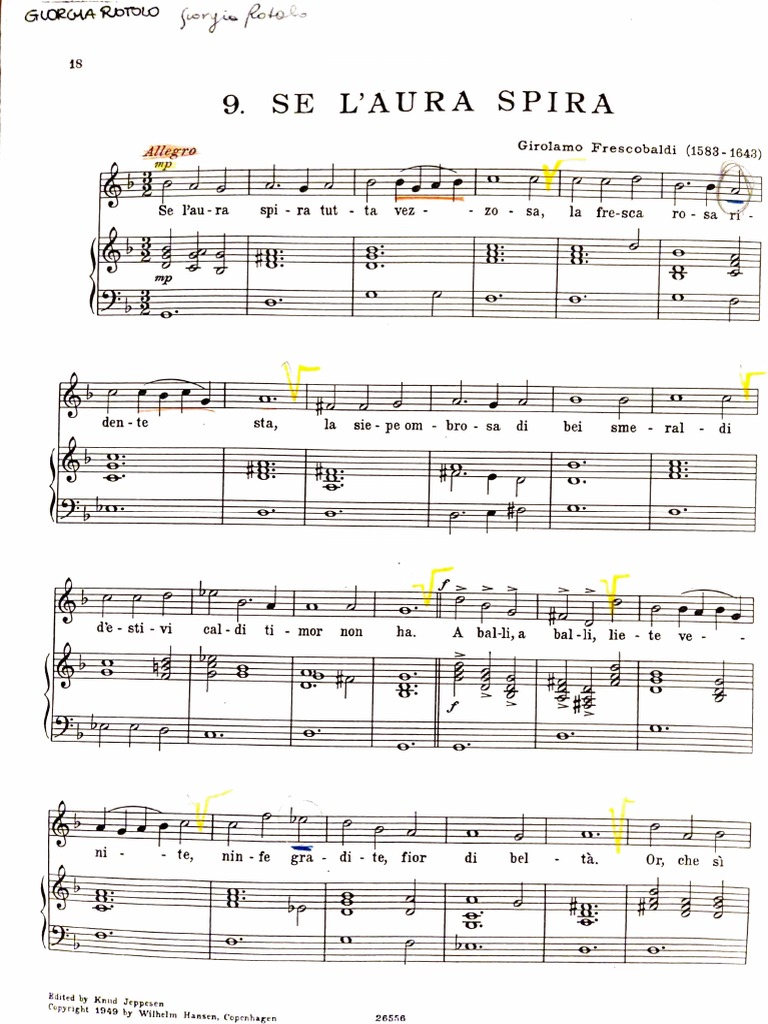 Se L'aura Spira - Frescobaldi | PDF