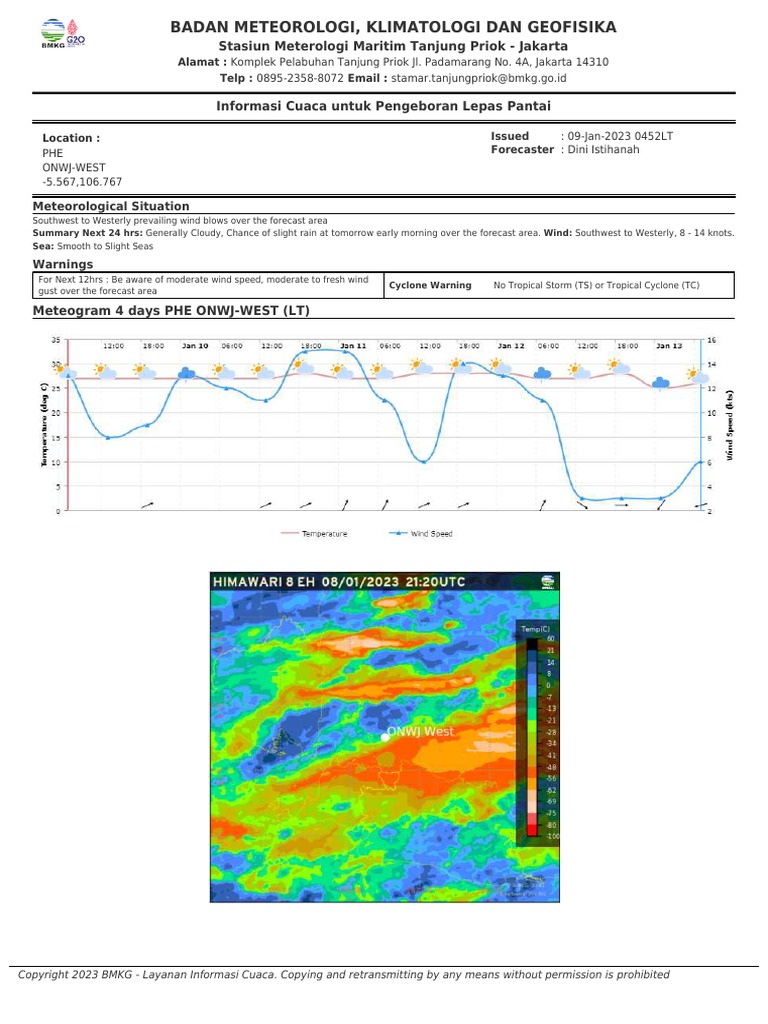 BMKG-Weather Forecast-PHE ONWJ WEST 09012023 - 0452 | PDF | Rain ...